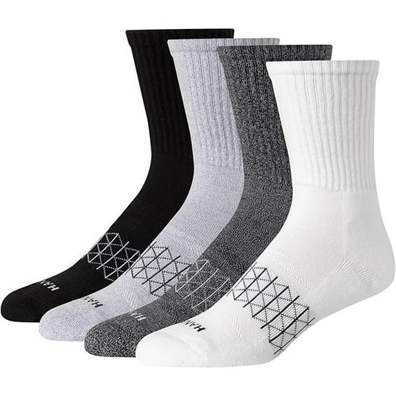 Hanes Men's Absolute Active Cushioned Crew, Moisture Wicking Socks ...