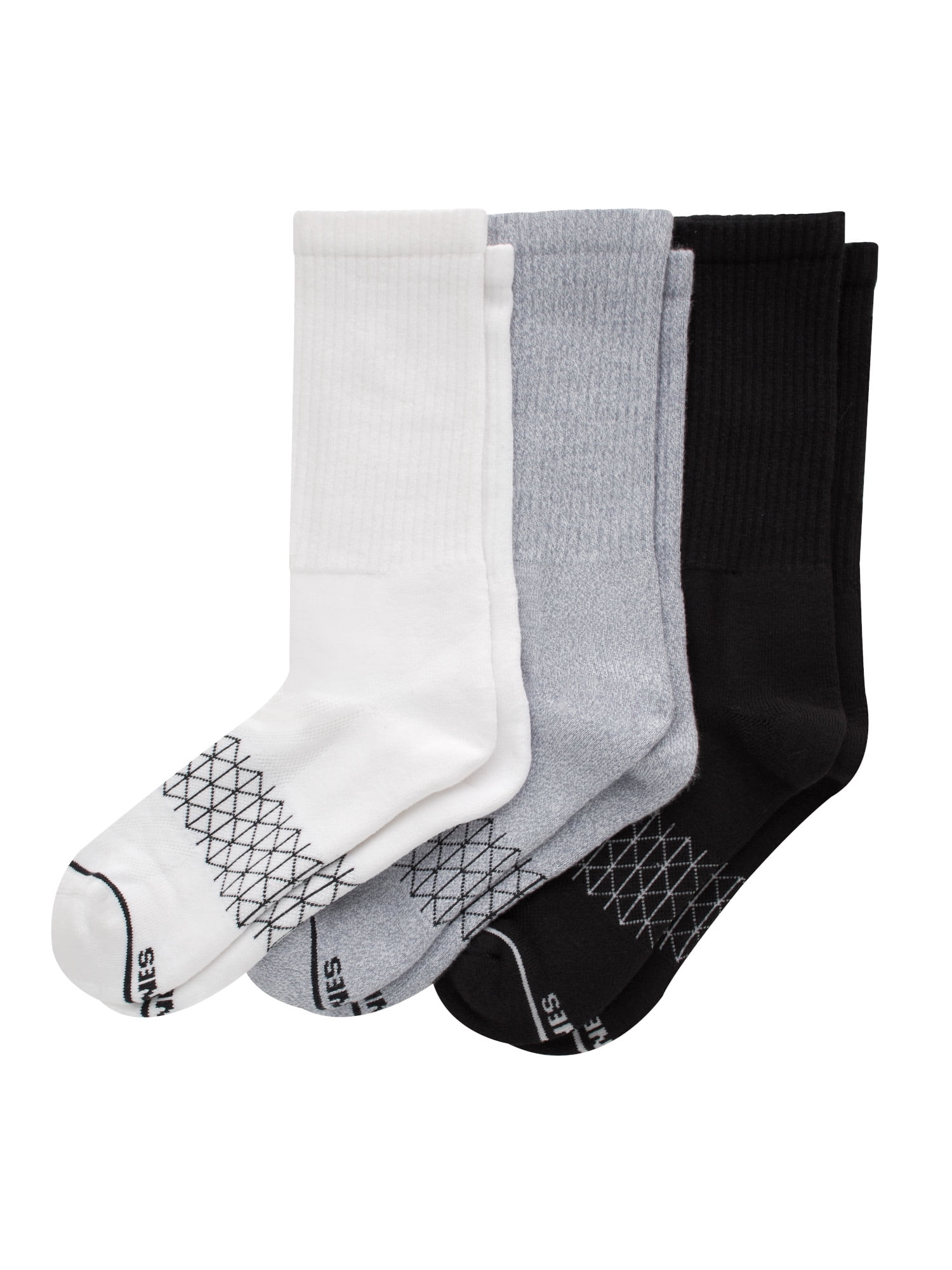 Hanes Men's Cushioned Crew Socks with Seamless Toe and Arch Support, 3 ...