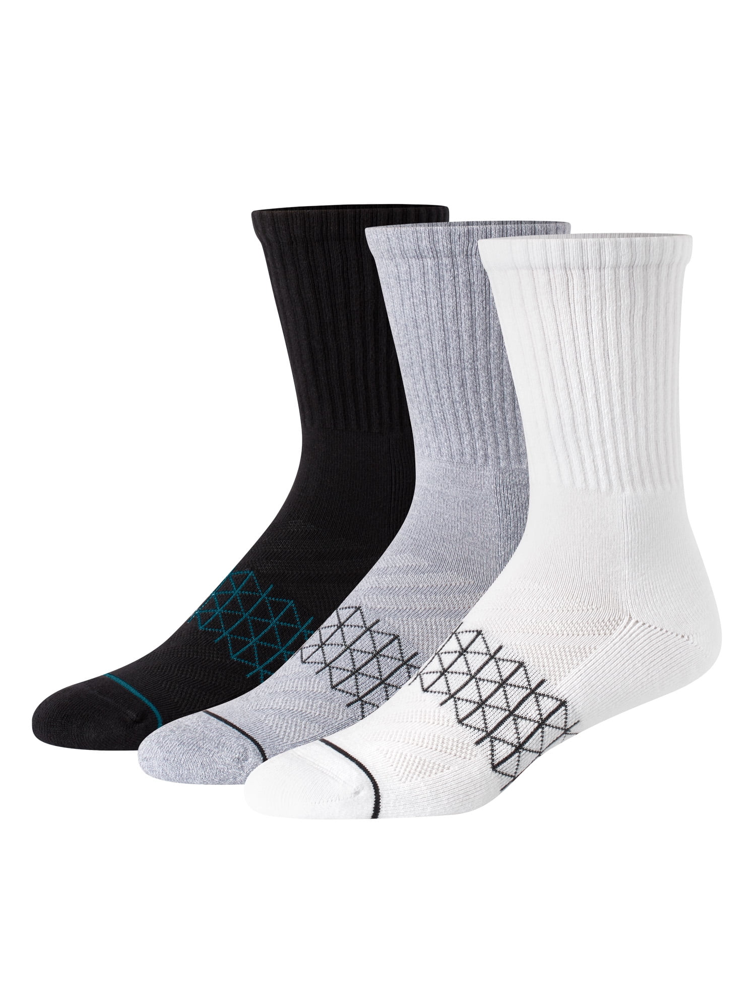 Hanes Men's Cushioned Crew Socks with Seamless Toe and Arch Support, 3 ...