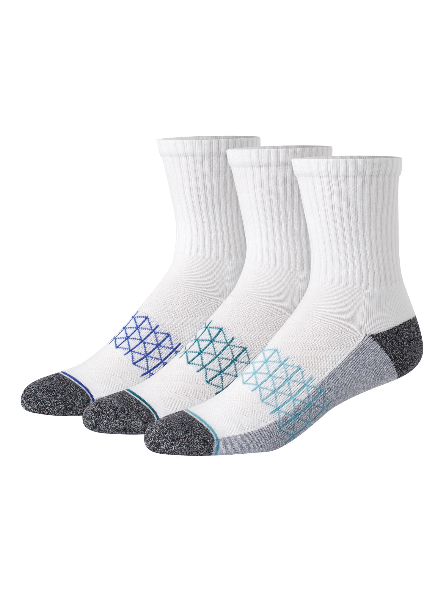 Hanes Men's Cushioned Mid Crew Socks with Seamless Toe and Arch Support ...