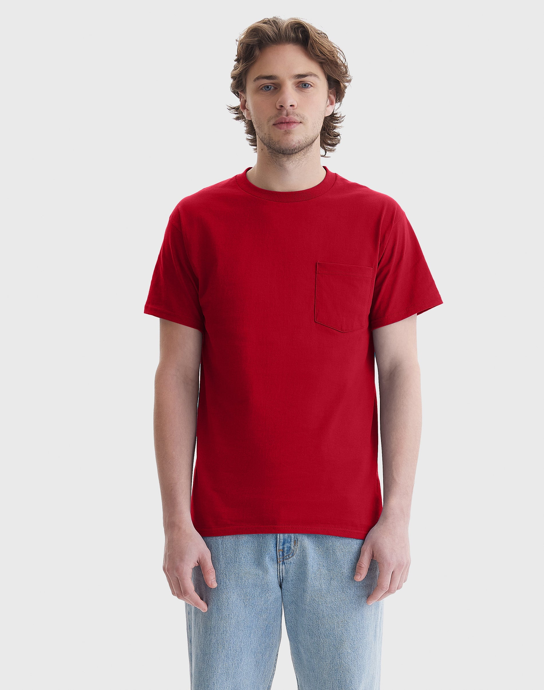 Hanes Men's Authentic Pocket T-Shirt Deep Red 2XL - Walmart.com