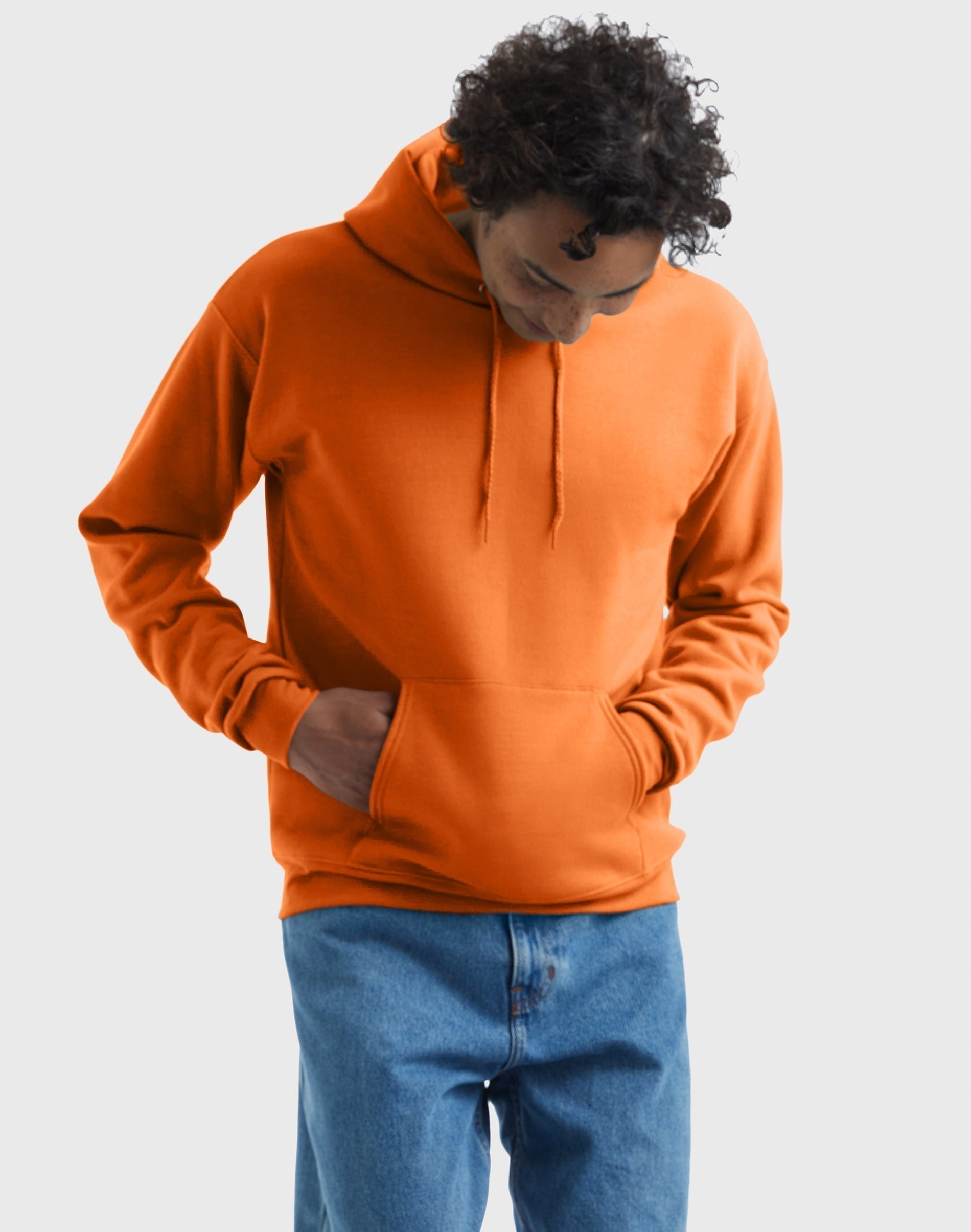 Hanes, Men's EcoSmart Fleece Pullover Hoodie, XL, Safety Orange ...