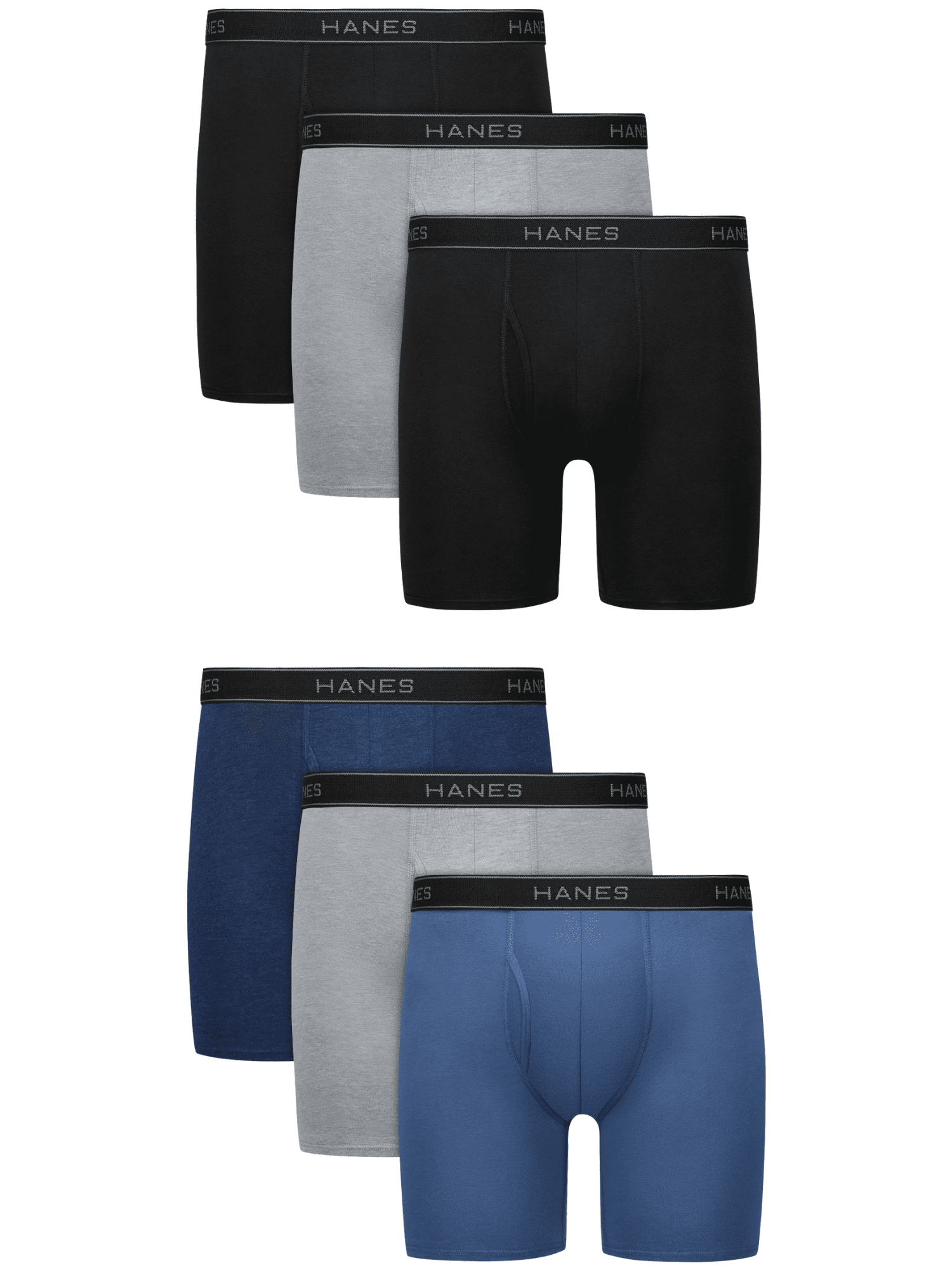 Hanes Men’s Boxer Brief Underwear Pack, Cotton Stretch, Assorted, 6 ...