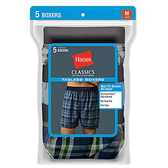 Hanes Men's 5-Pack Boxers, Tagless, Comfort Flex Waistband, Cool Comfort Moisture-Wicking, S-XL ...