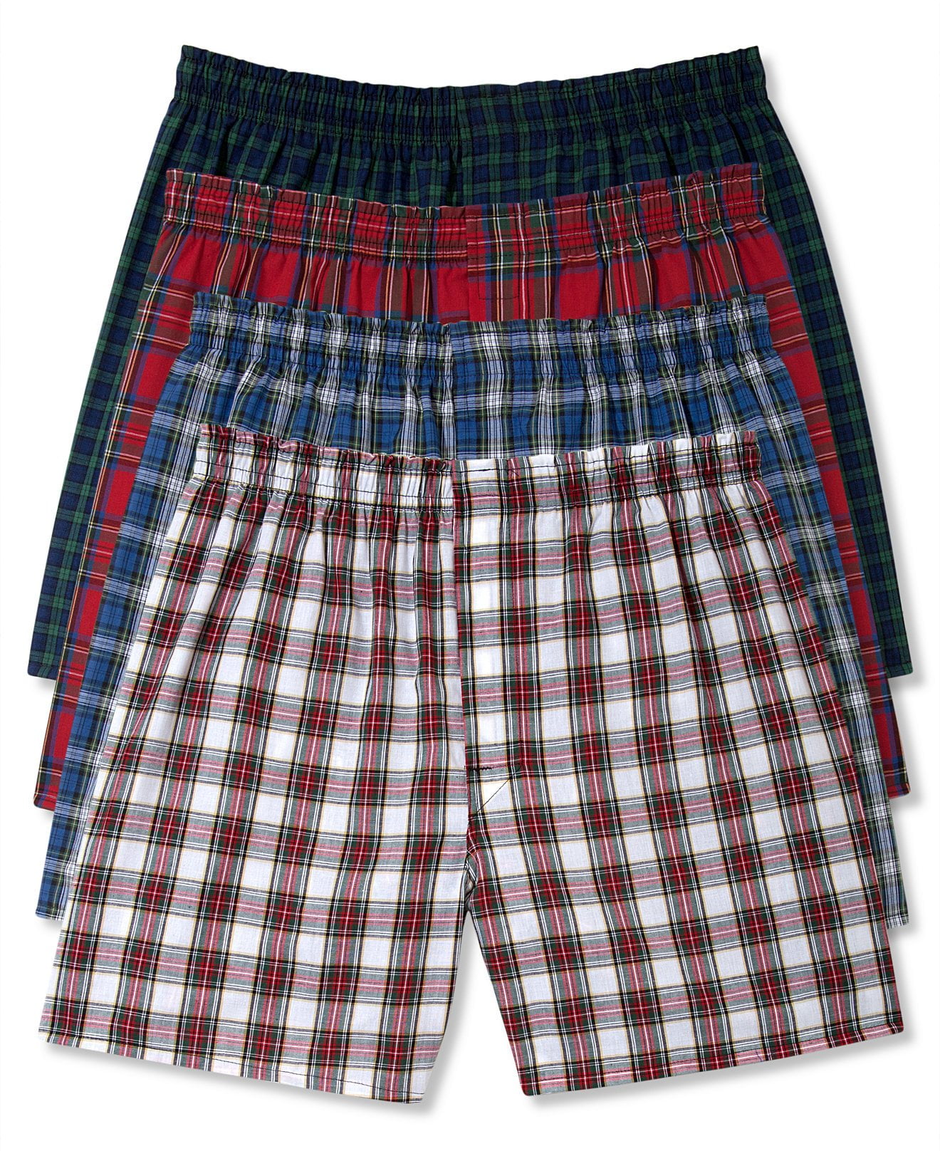 Hanes Men's Classics Woven Printed Boxers (Pack of 4) (XXX-Large, Plaid ...
