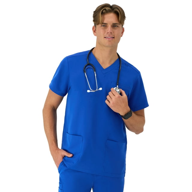 Hanes Men's Comfort Fit Short Sleeve 3 Pocket V-Neck Scrub Top, Sizes ...