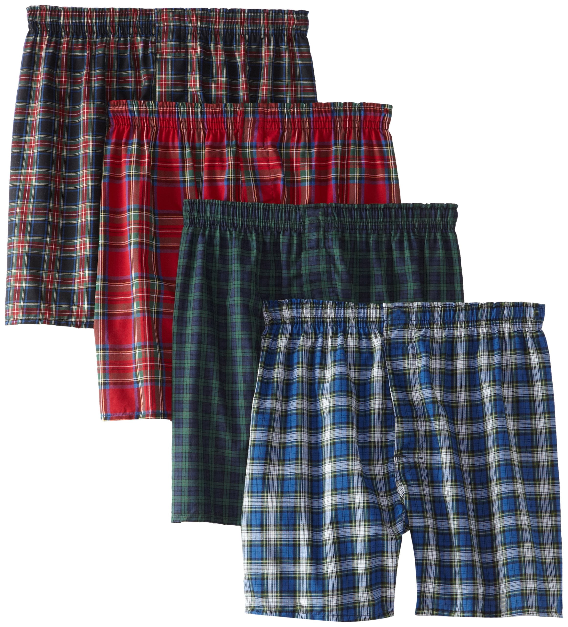 Hanes Men's ComfortFlex Waistband Plaid Boxer Briefs, Multicolor (4 ...