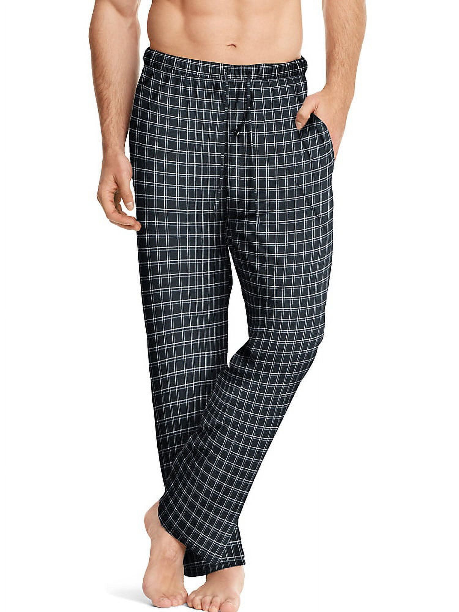Hanes Men's ComfortSoft® Cotton Printed Lounge Pants-L/Black Windowpane ...