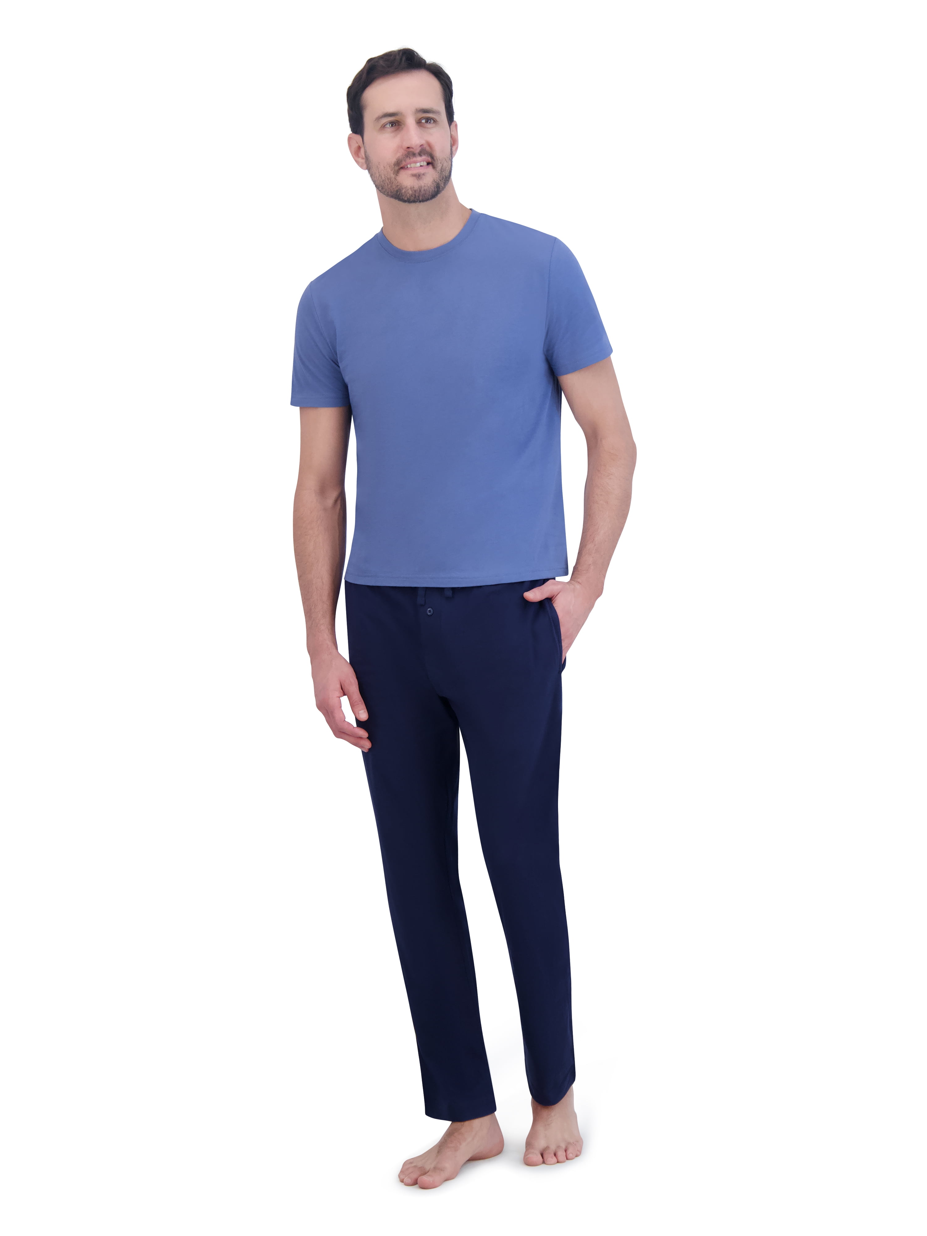 Hanes Mens Comfortsoft Jersey Short Sleeve Crew Tee And Pants Sleep