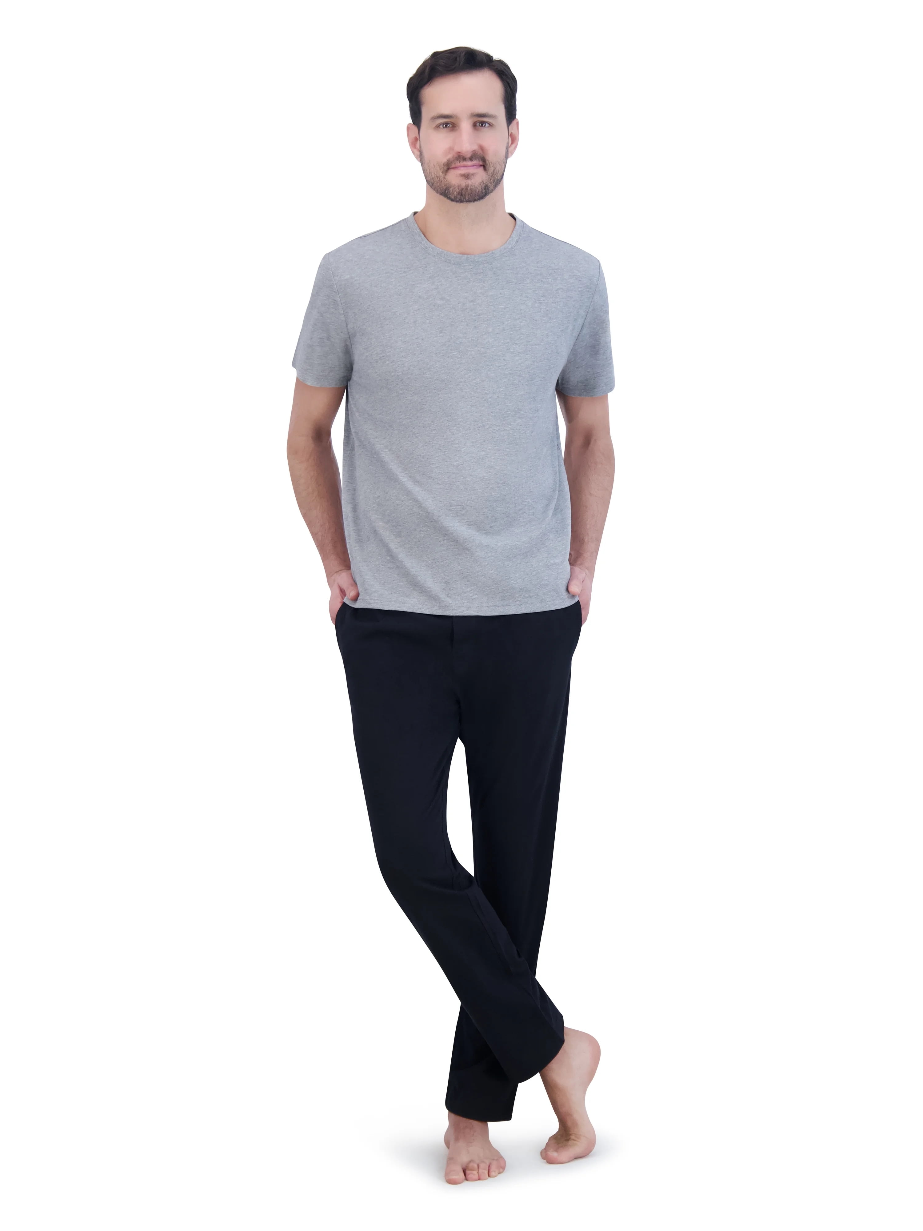 Hanes Mens Comfortsoft Jersey Short Sleeve Crew Tee And Pants Sleep