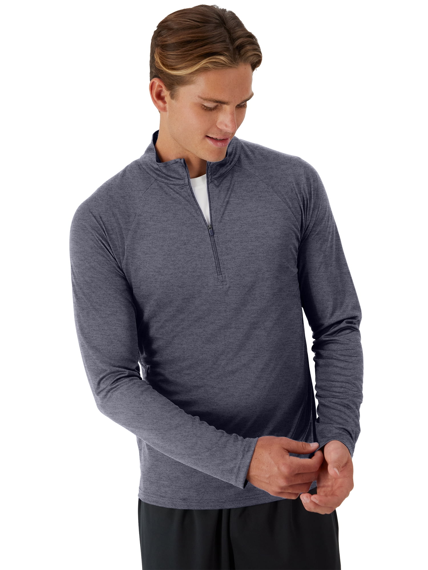 Hanes Men's Cool Dri Quarter Zip Long Sleeve Pullover, Sizes S-3XL ...