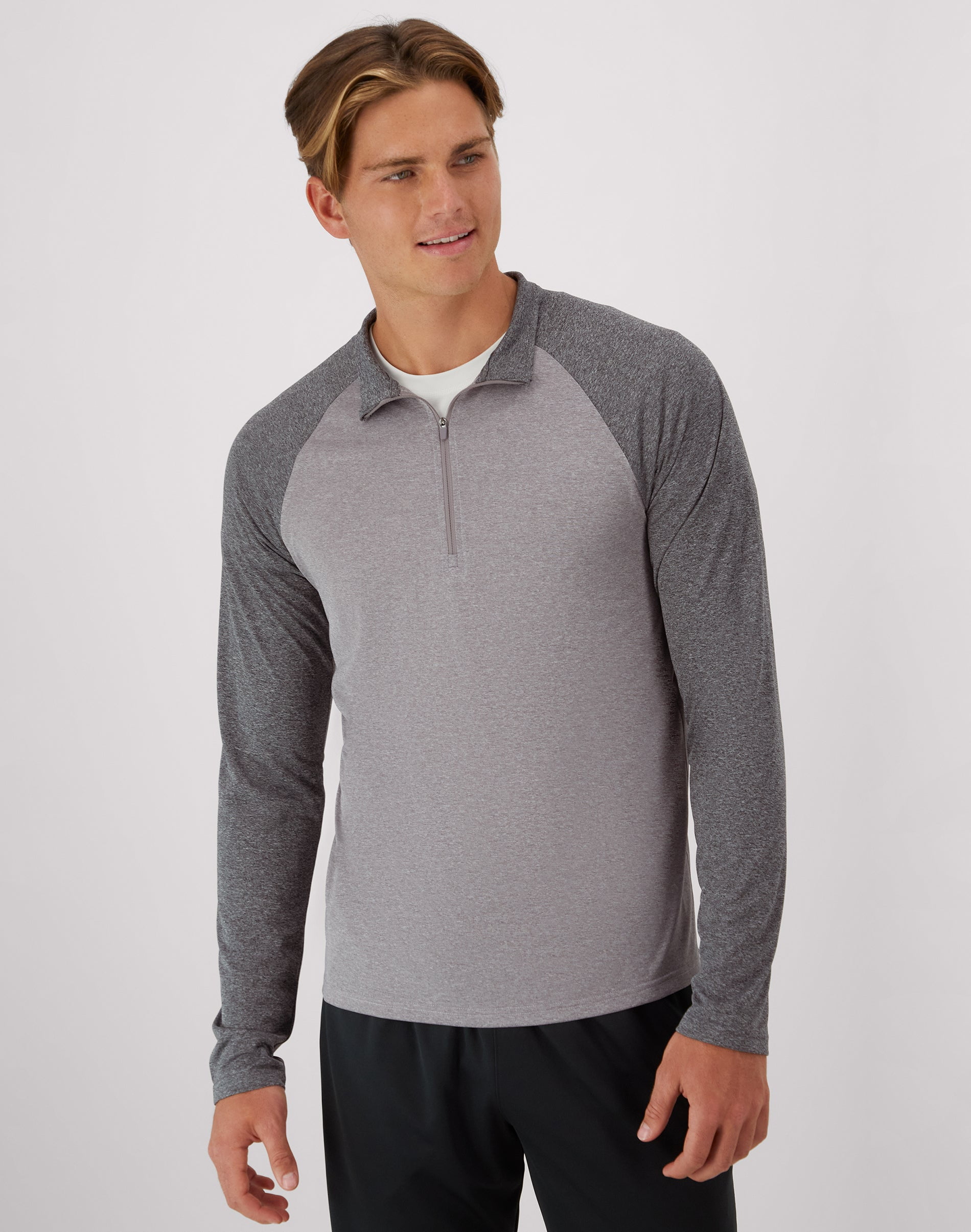 Hanes Cool DRI Men's Quarter Zip Pullover Black/Graphite M - Walmart ...