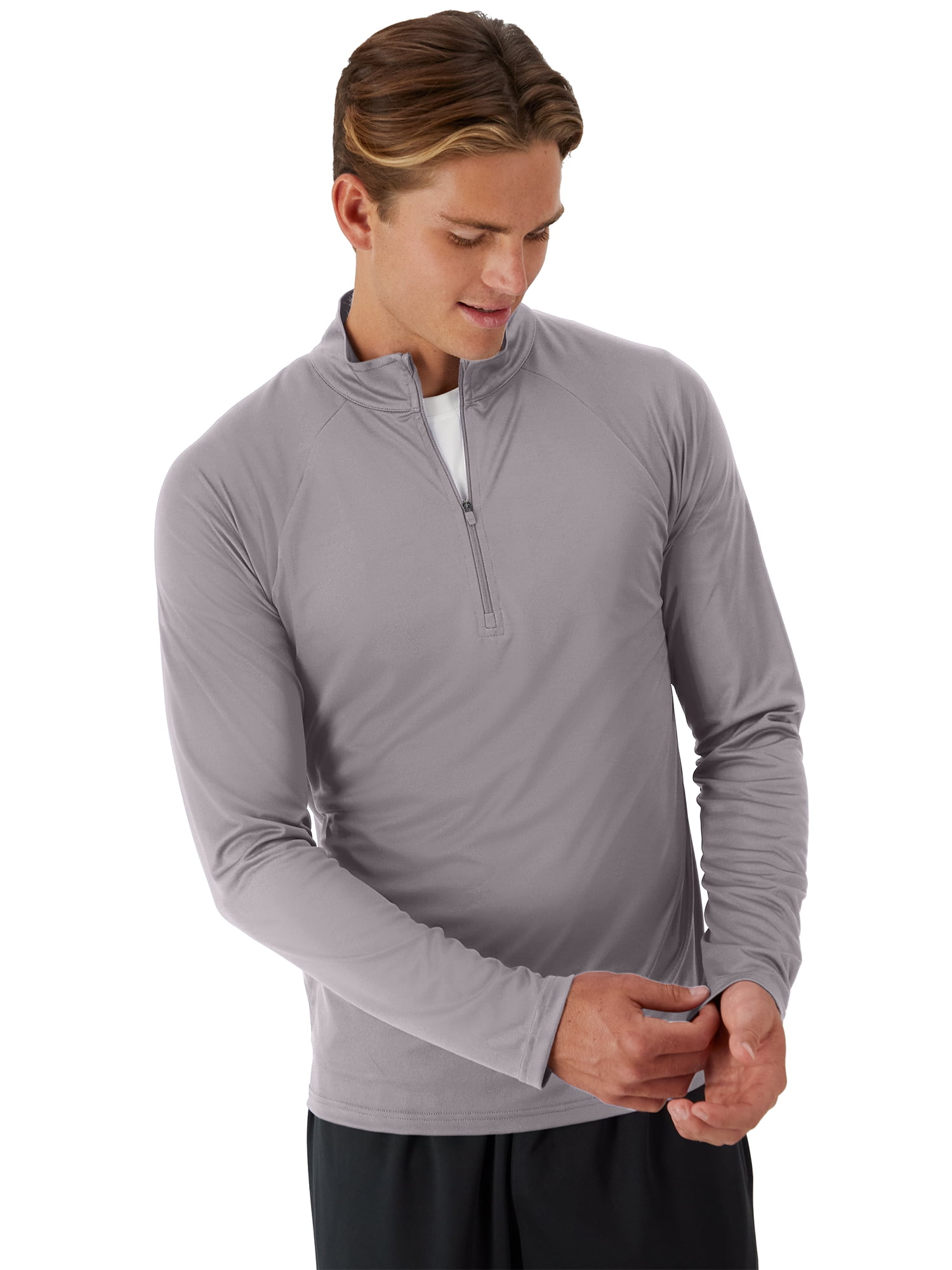 Hanes Men's Cool Dri Quarter Zip Long Sleeve Pullover, Sizes S-3XL ...