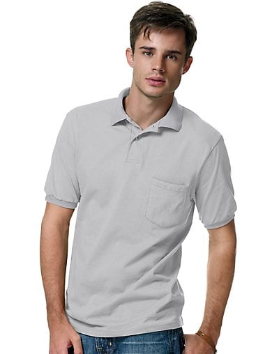 Hanes Men's Cotton-Blend EcoSmart Jersey Polo with Pocket - Walmart.com