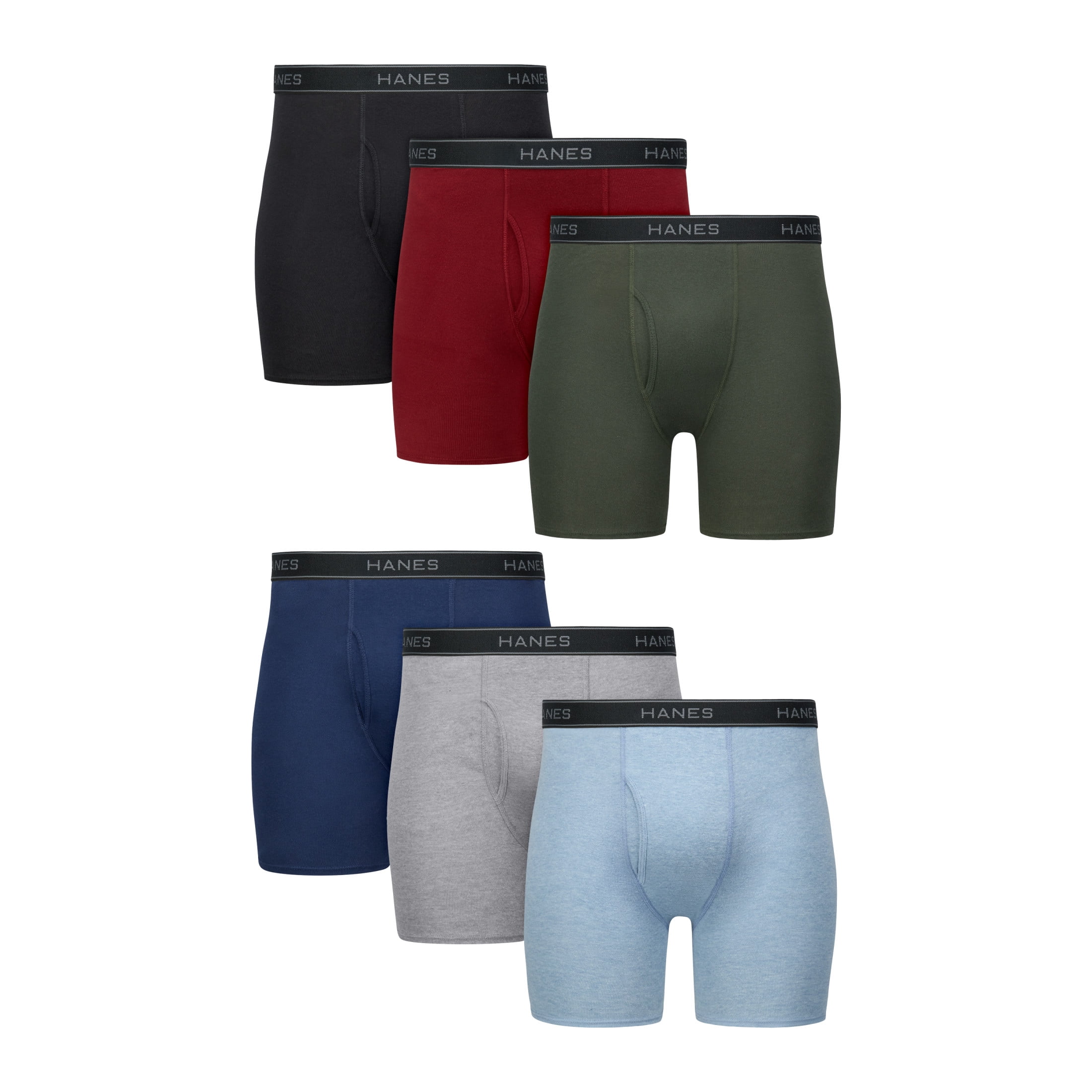 Hanes Men's Cotton Boxer Brief Underwear Pack, Moisture-Wicking ... Hanes Men's Cotton Boxer Brief Underwear Pack, Moisture-Wicking ...