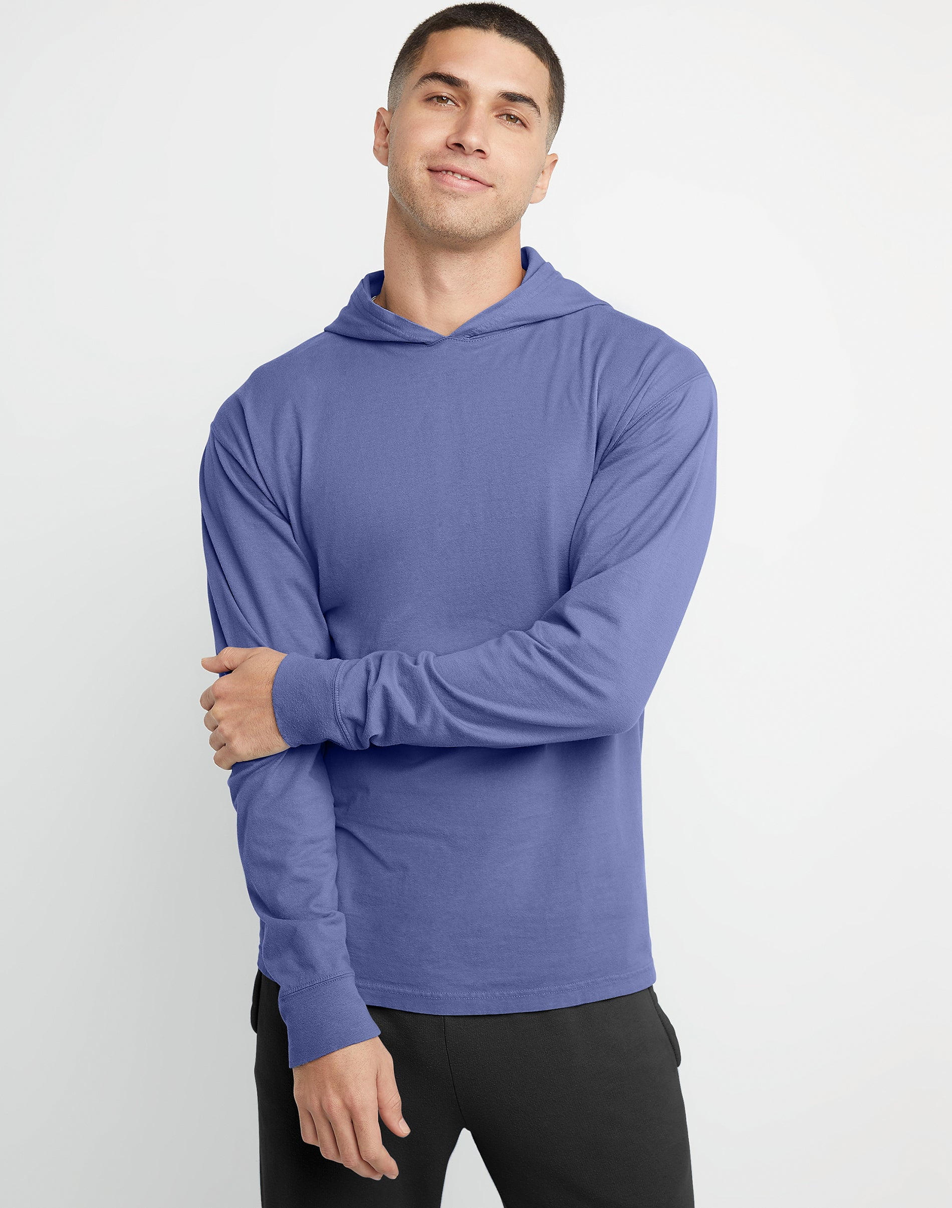 Hanes Men's Originals Hooded Long-Sleeve 100% Cotton T-Shirt, Sizes S ...