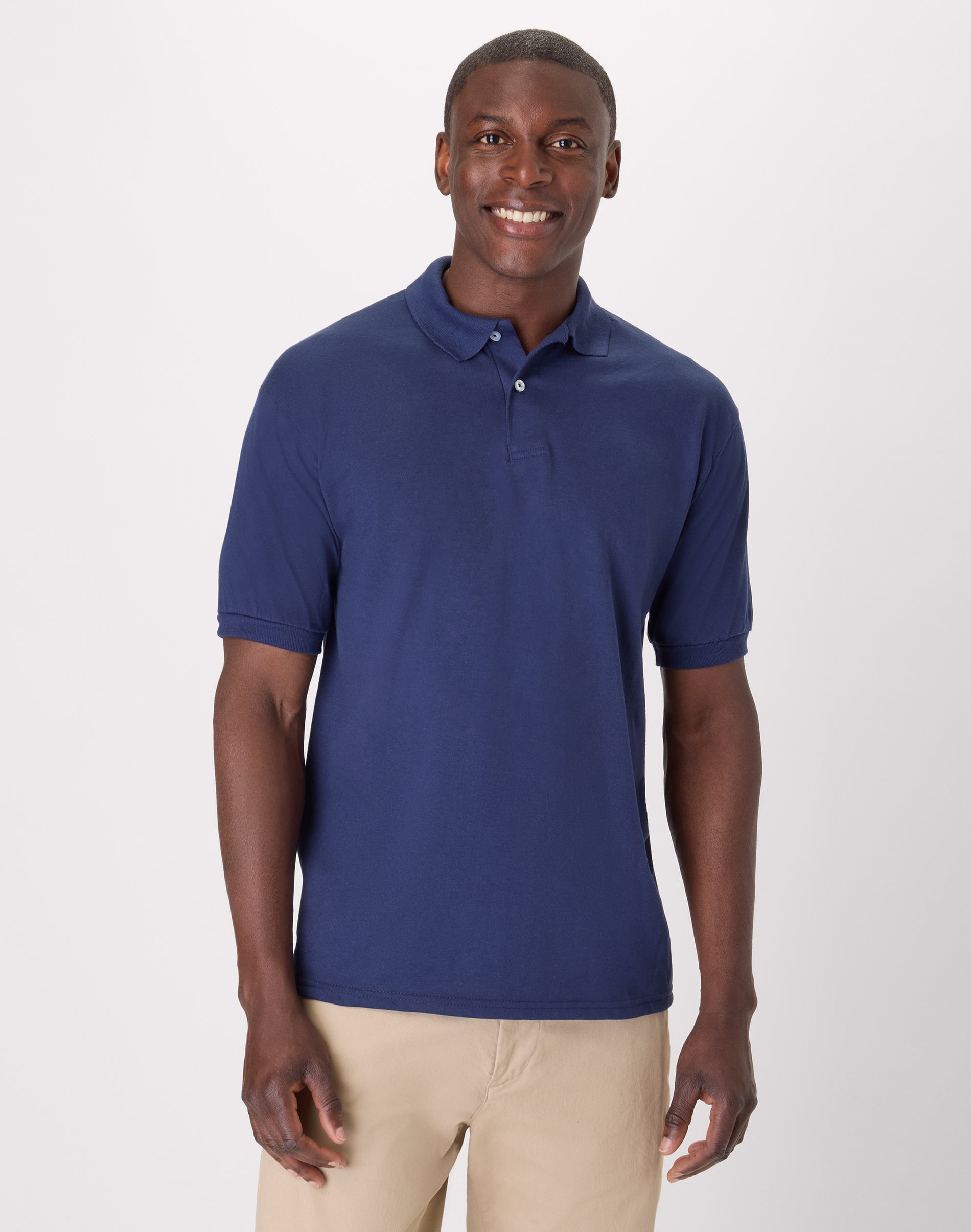 Hanes EcoSmart Polo Shirt, Comfortable Blend, Classic Two-Button ...