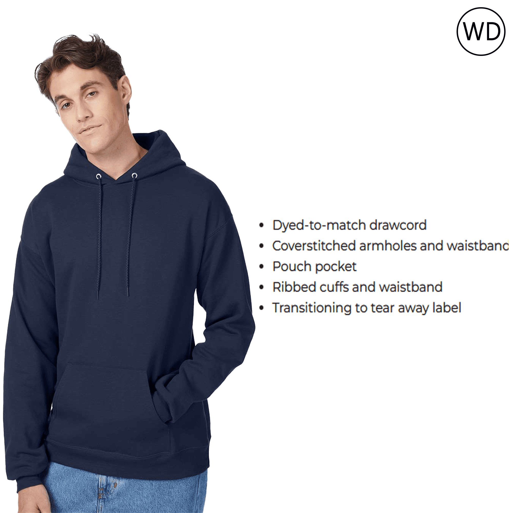 Hanes Men's Ecosmart Hoodie -WD17 Fleece Sweatshirt, Pullover Hooded ...