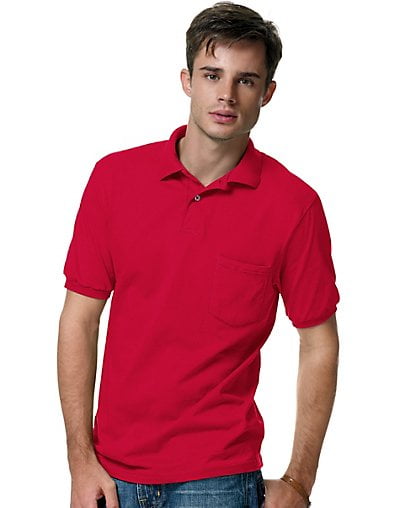 Hanes Mens Ecosmart Jersey Polo Shirt With Pocket