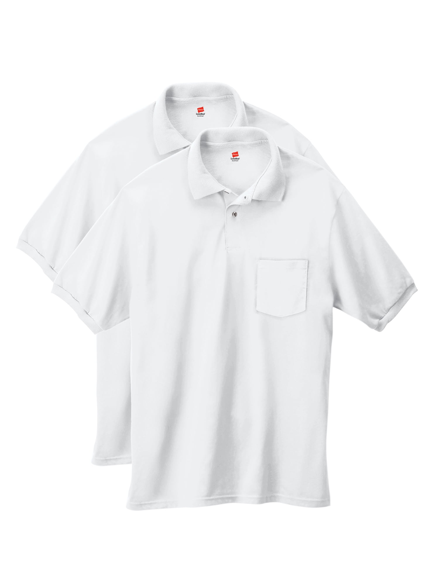 Hanes Men's Ecosmart Short Sleeve Pocket Polo Shirt 2 Pack - Walmart.com