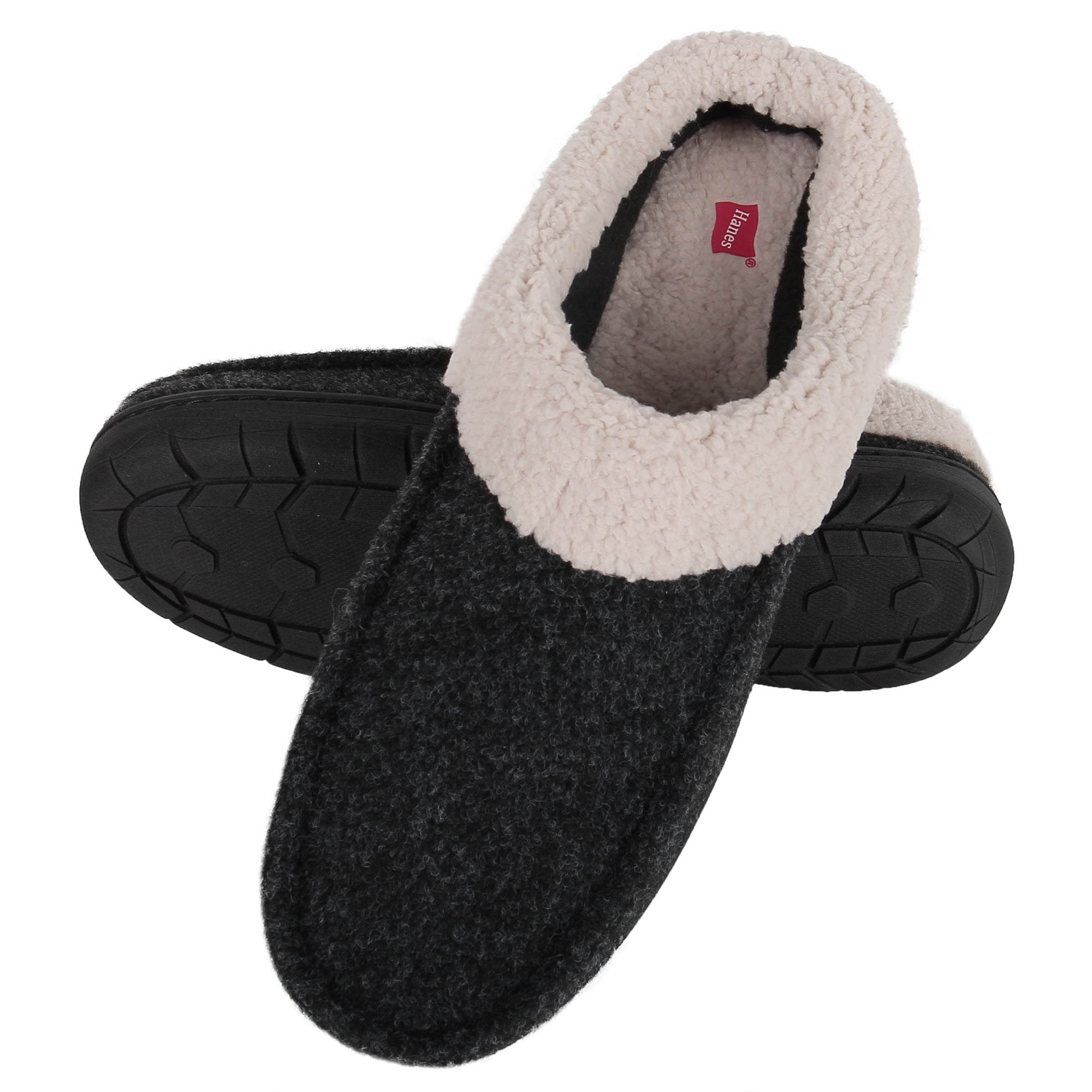 Hanes Men's Felt Clog Slipper Shoe - Memory Foam Indoor Outdoor Sole ...