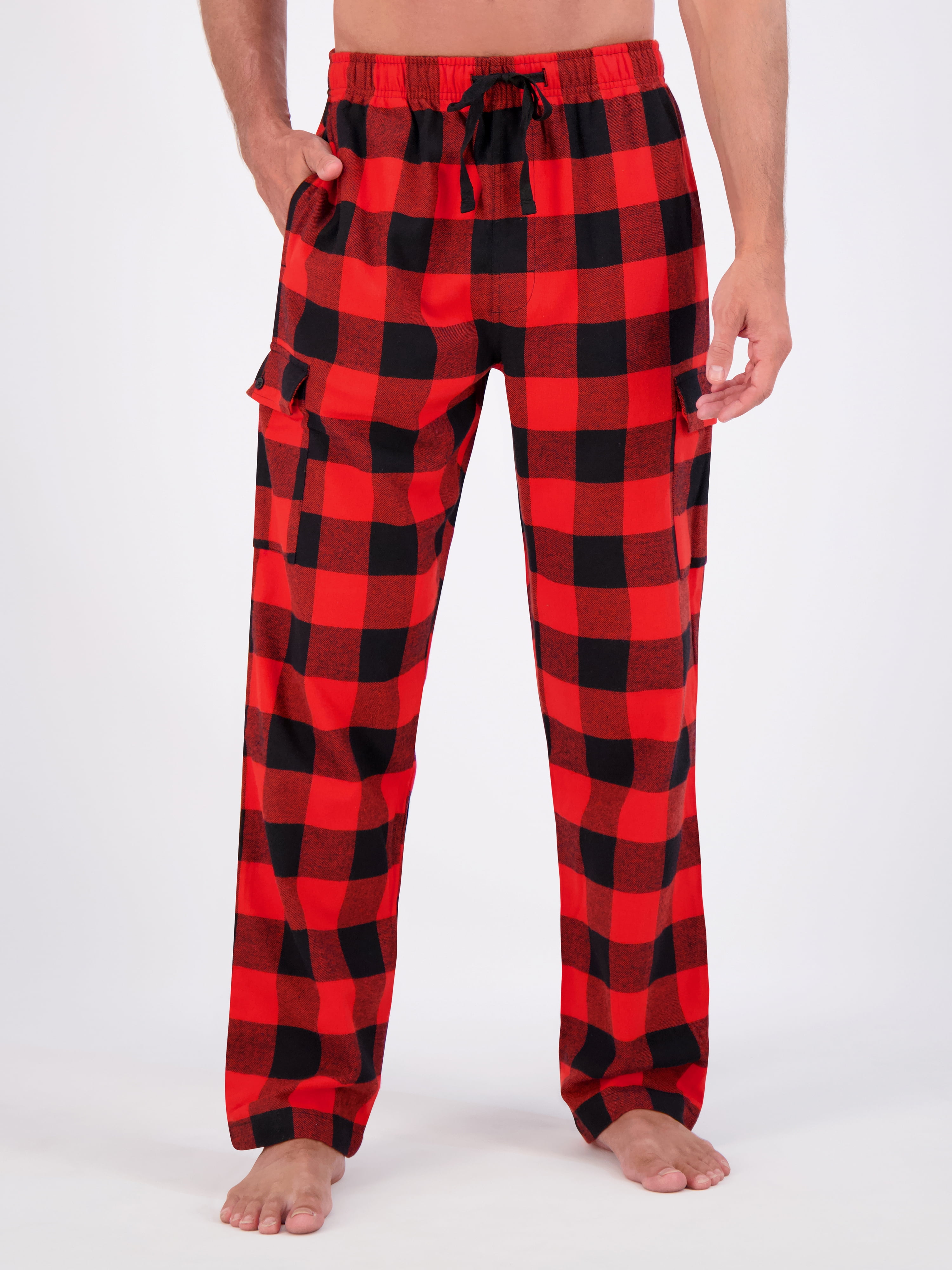 Hanes Men's Flannel Lounge Pajama Pants with Cargo Pockets, Adjustable ...