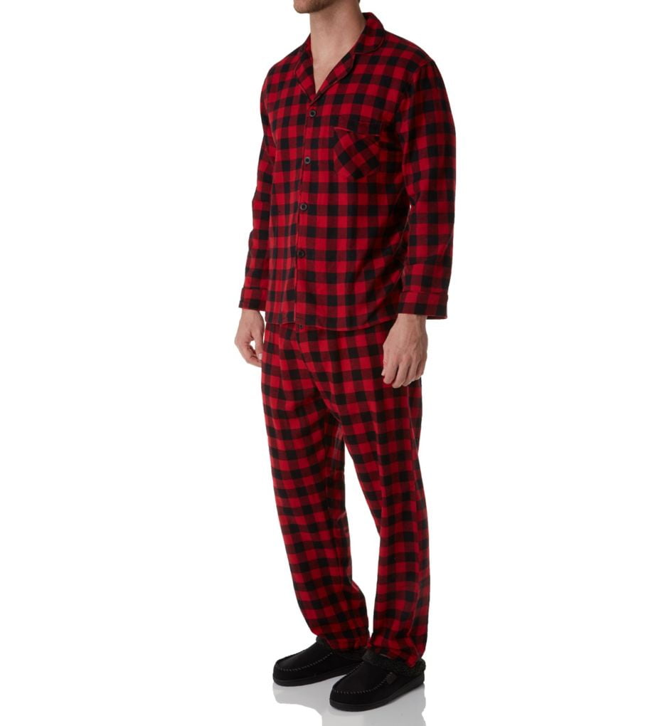 Men's Hanes Ultimate® Plaid Flannel Pajama Set Color: Red Black Check ...