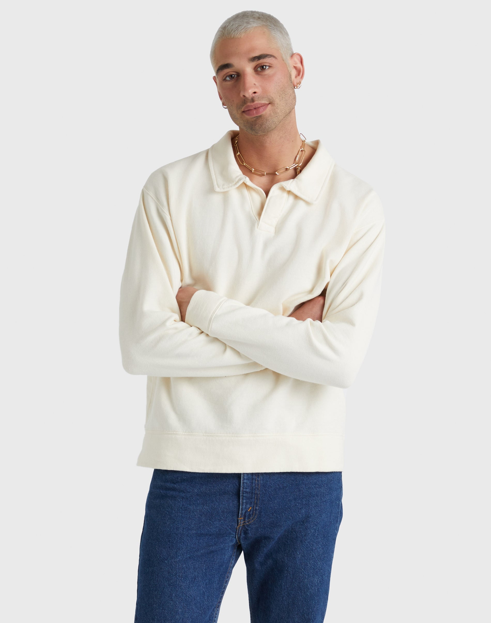 Hanes Men's Garment Dyed Fleece Polo Parchment S - Walmart.com