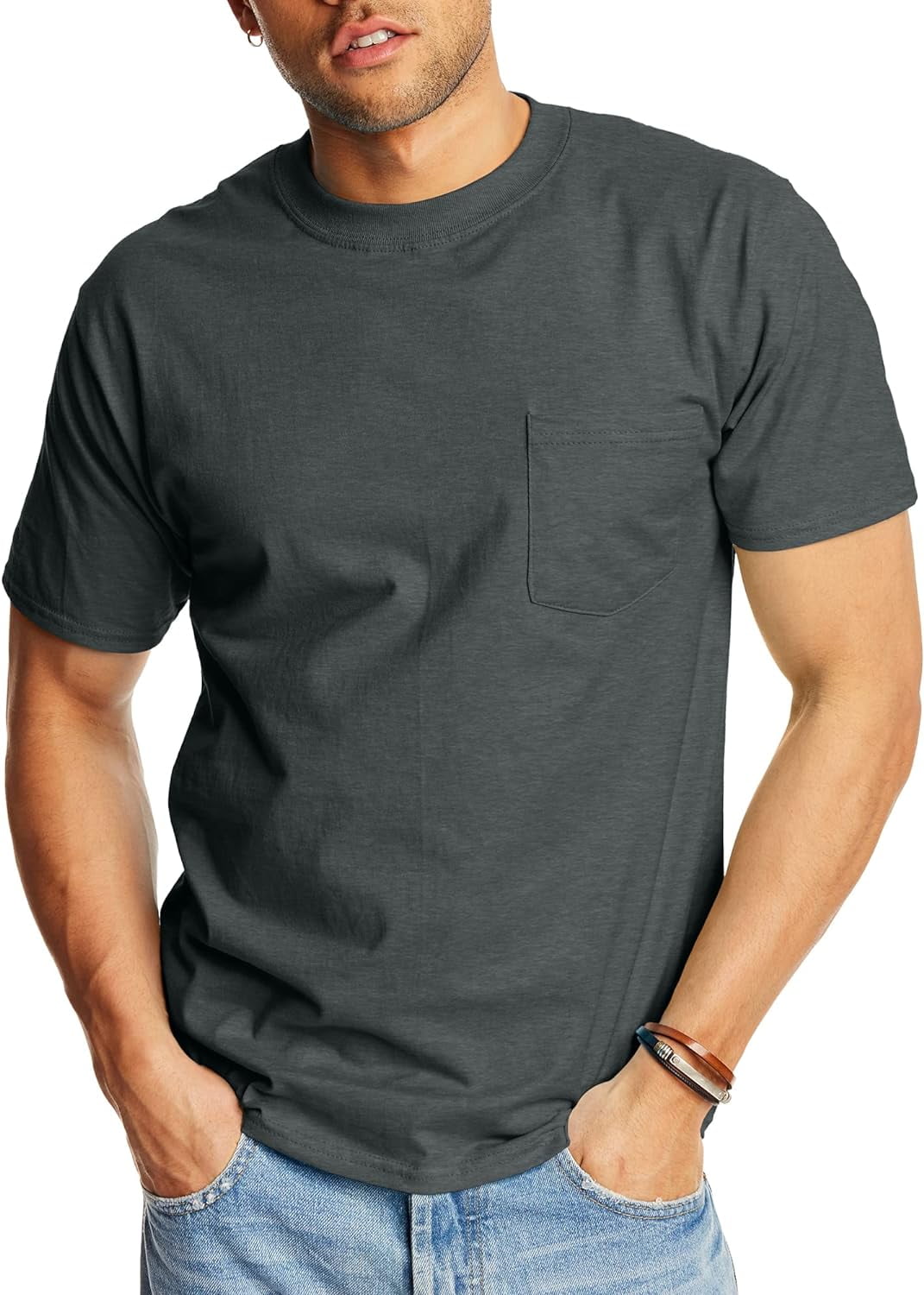 Hanes Men's Heavyweight Pocket T-Shirt, Beefy-T Full-Cut Cotton Pocket ...