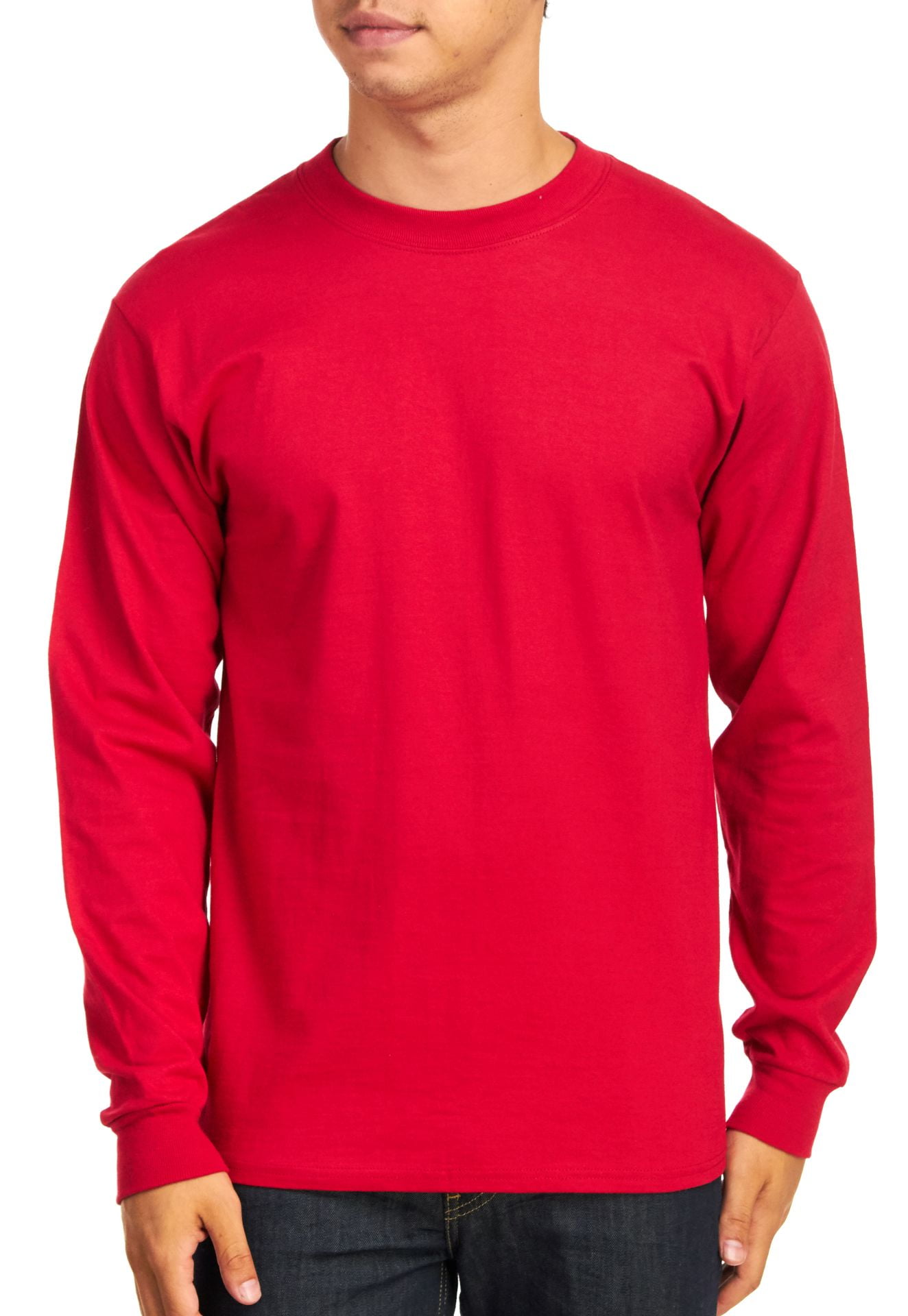 Hanes Mens Long Sleeve Beefy T T Shirts Deep Red Medium