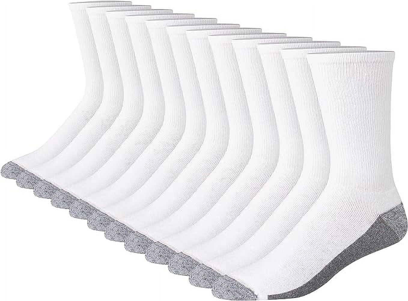 Hanes Men's Max Cushioned Crew Socks, 12 Pack, White/Grey, Size 6-12 ...