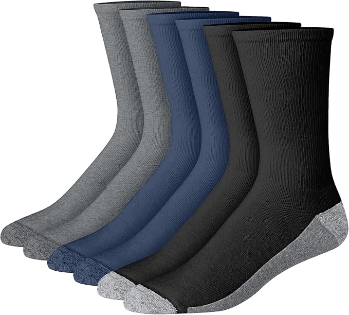 Hanes Men's Max Cushioned Crew Socks, Moisture-Wicking with Odor ...