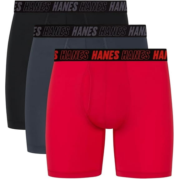 Hanes Men's Moves Performance Boxer Brief, Total Support Pouch, Regular ...