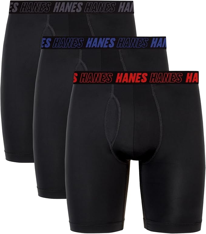 Hanes Men's Moves Performance Boxer Brief, Total Support Pouch, Regular ...