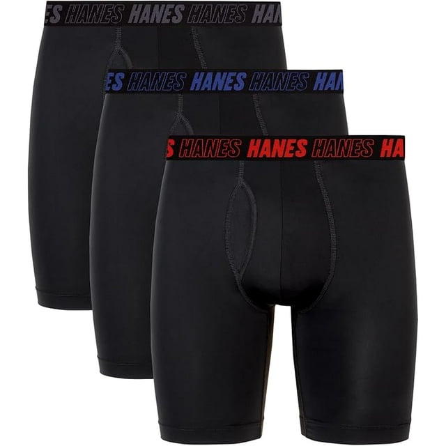 Hanes Men's Moves Performance Boxer Brief, Total Support Pouch, Regular ...