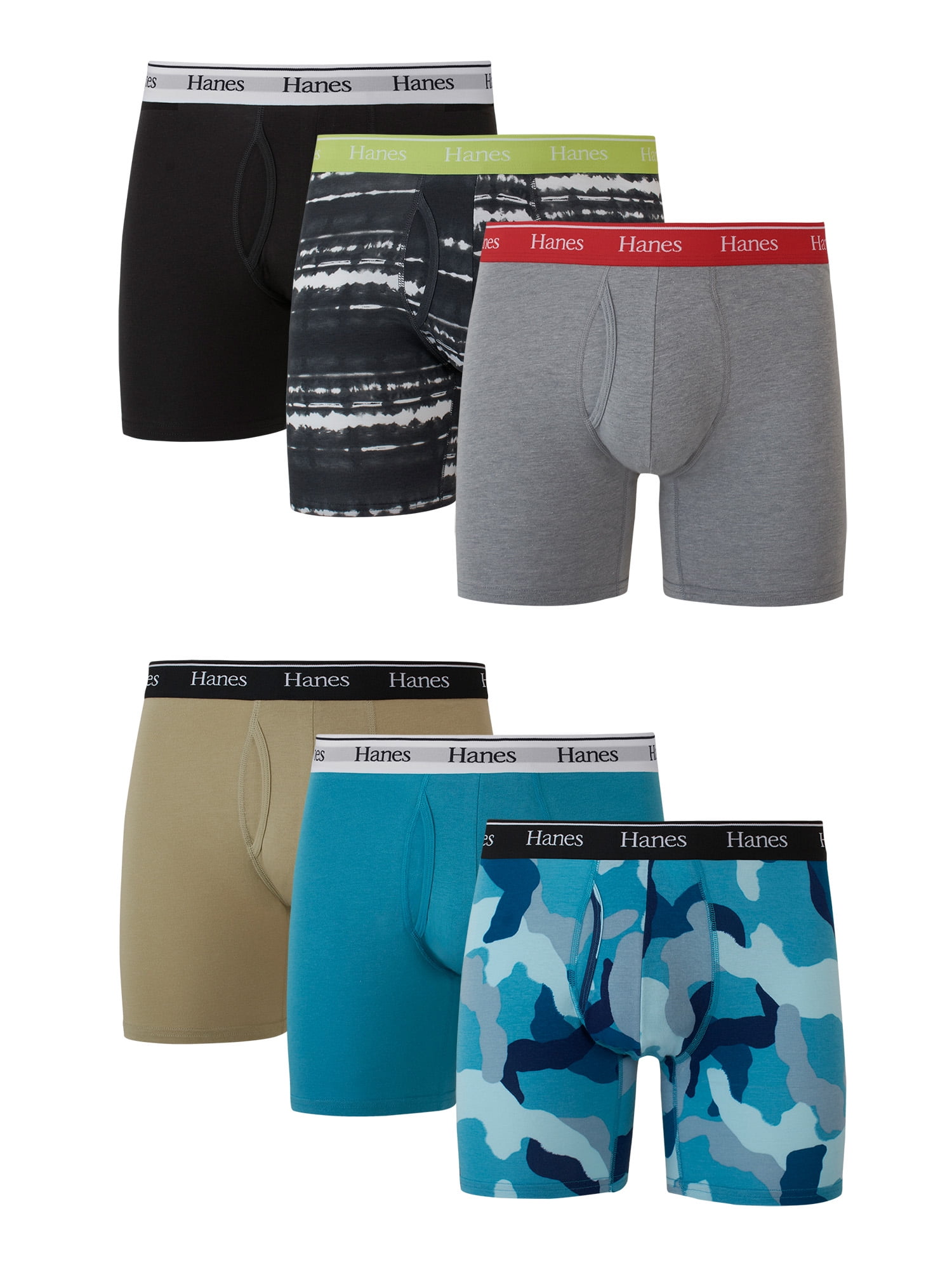 Hanes Originals Men’s Boxer Briefs, 6-Pack, Stretch Cotton, Moisture ...