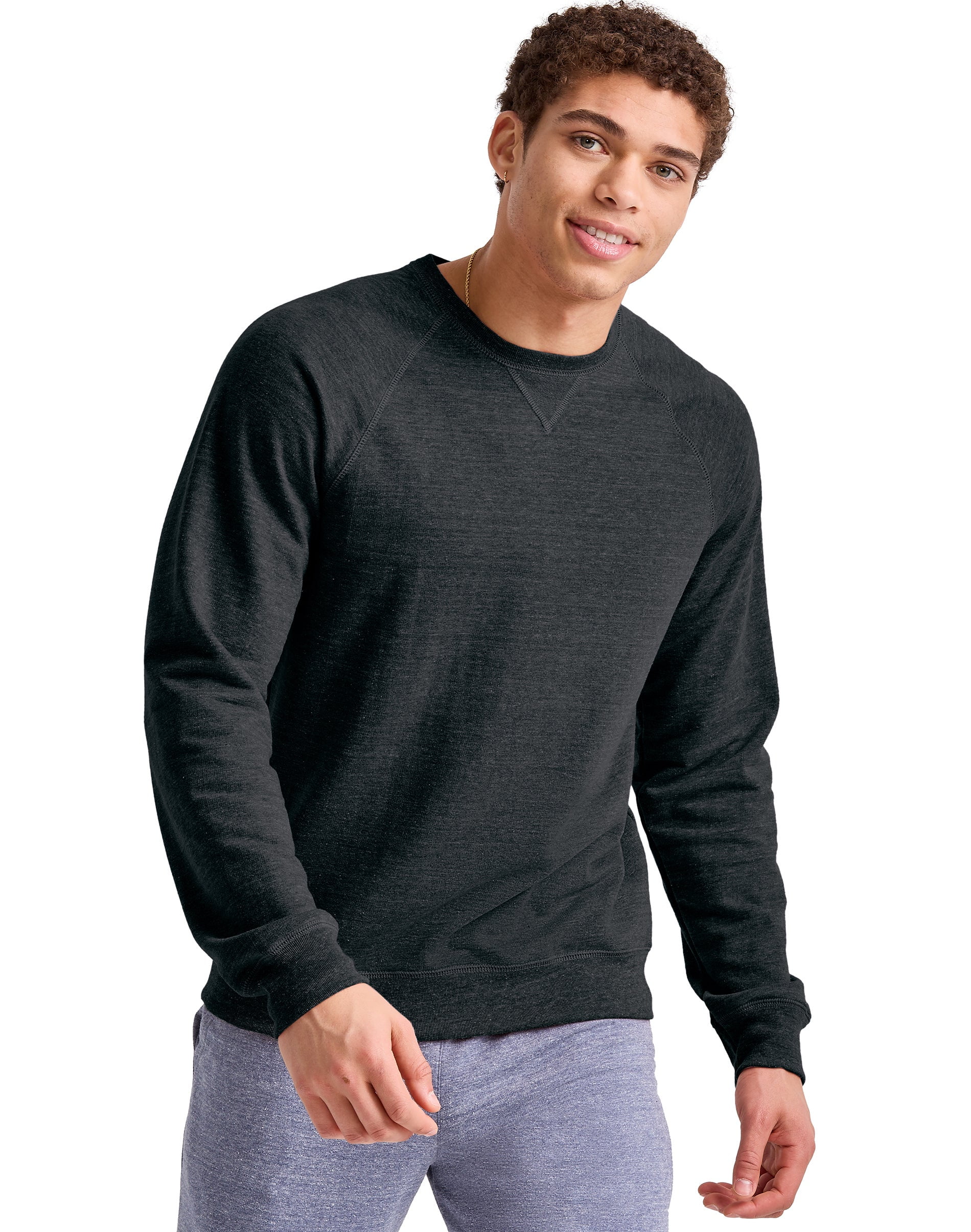 Hanes Men's Originals French Terry Tri-Blend Crewneck Sweatshirt, Sizes ...