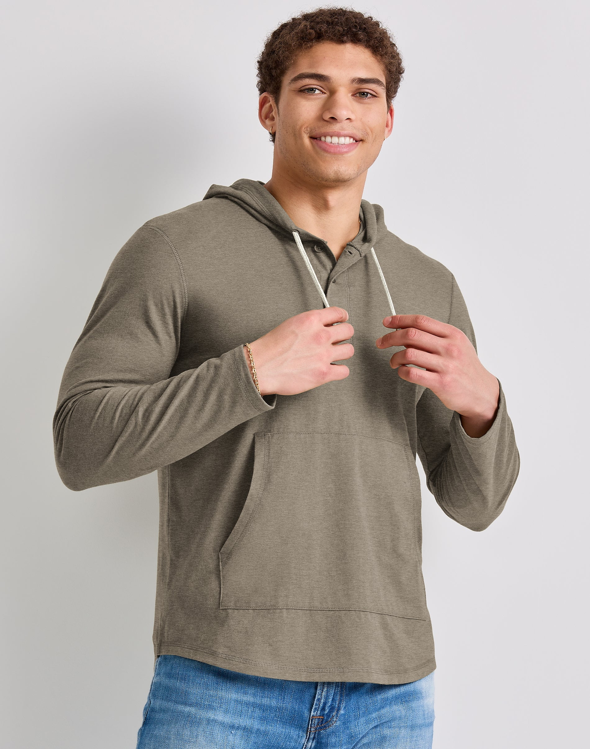 Hanes Men's Originals Hoodie Lightweight Hooded Sweatshirt Henley ...