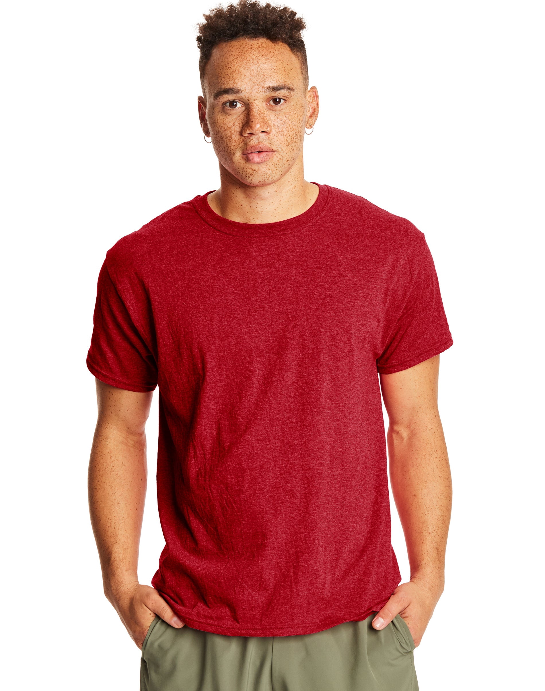 Hanes Perfect-T Unisex Tri-Blend Short Sleeve T-Shirt Deep Red Heather ...