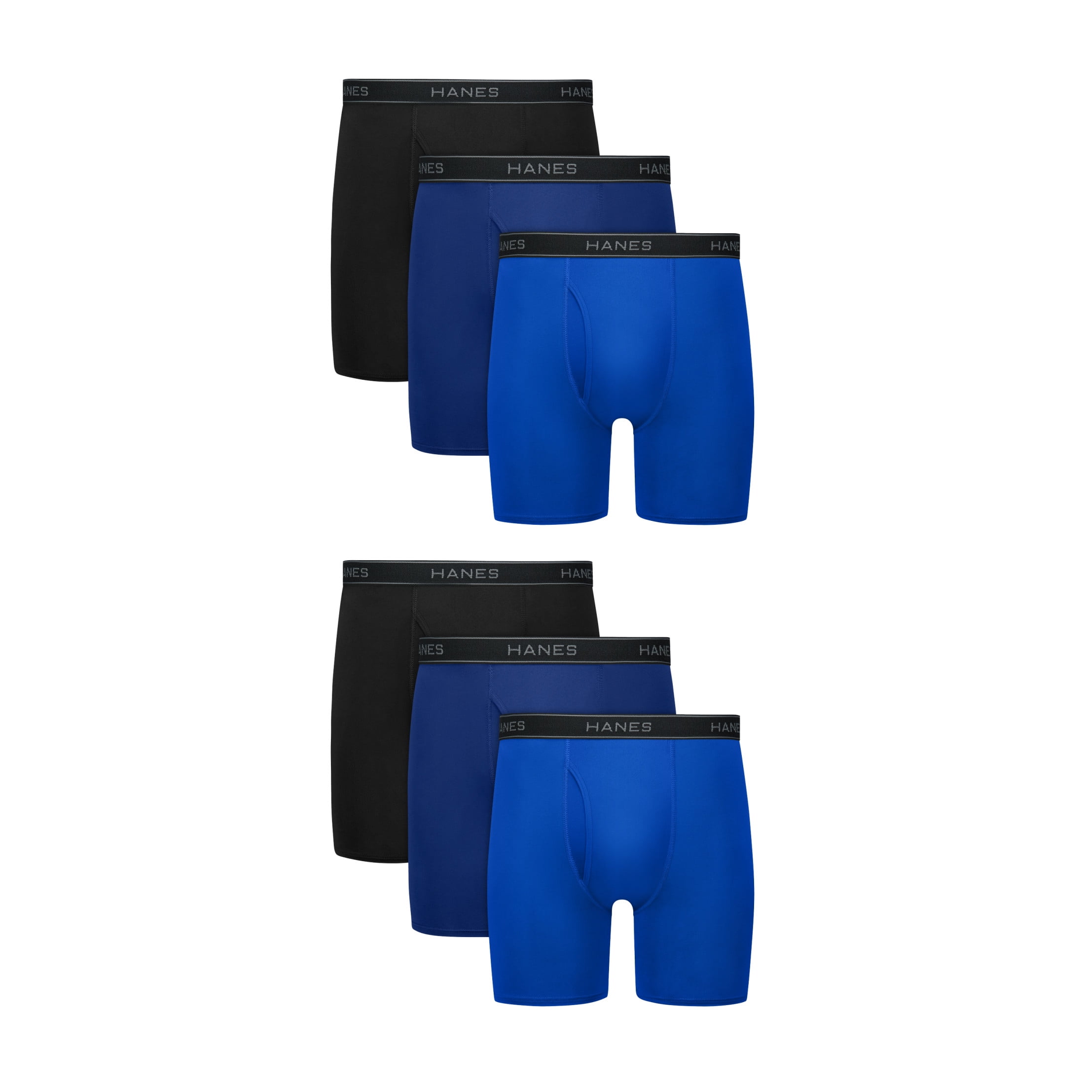 Hanes Men’s Performance Boxer Brief Underwear Pack, Stretch, Assorted, 6-Pack - Walmart.com