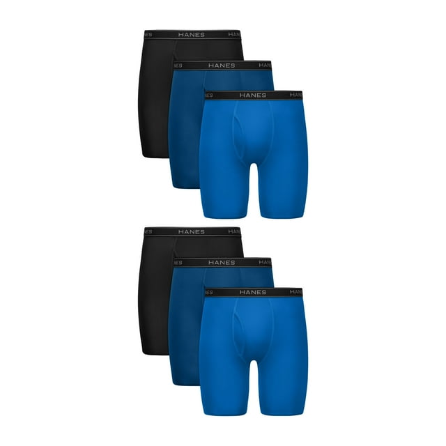 Hanes Men’s Performance Stretch Long Leg Boxer Brief Underwear Pack, Assorted, 6-Pack - Walmart.com