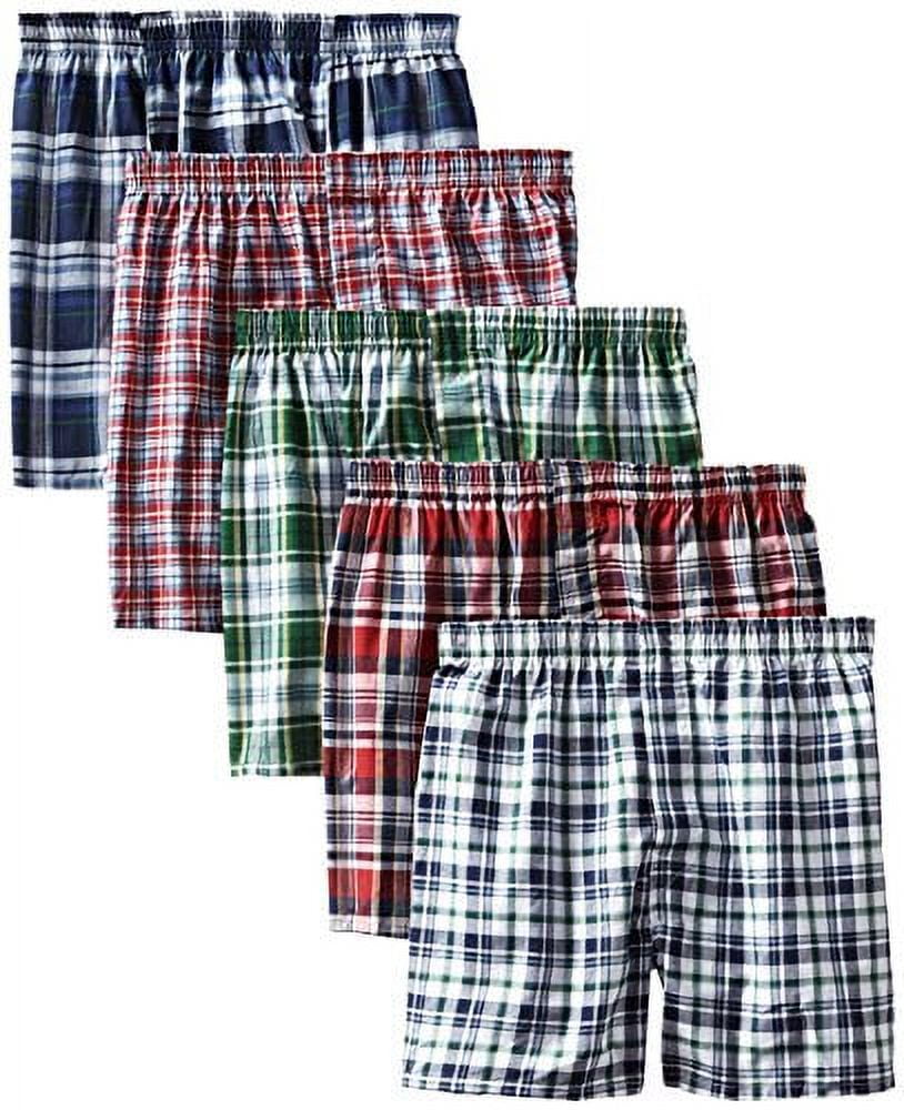 Hanes ComfortFlex Men's 5-Pack Tartan Boxer with Inside Exposed ...