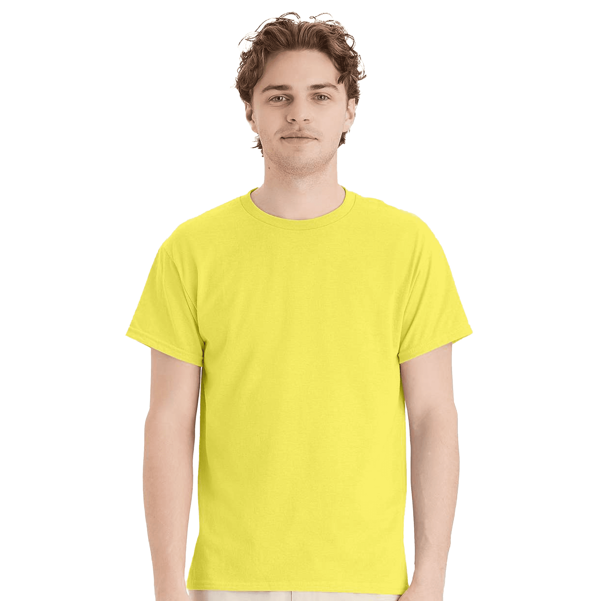 Hanes Men's Short Sleeve T-Shirt, Ecosmart Crewneck Shirt Casual Yellow ...