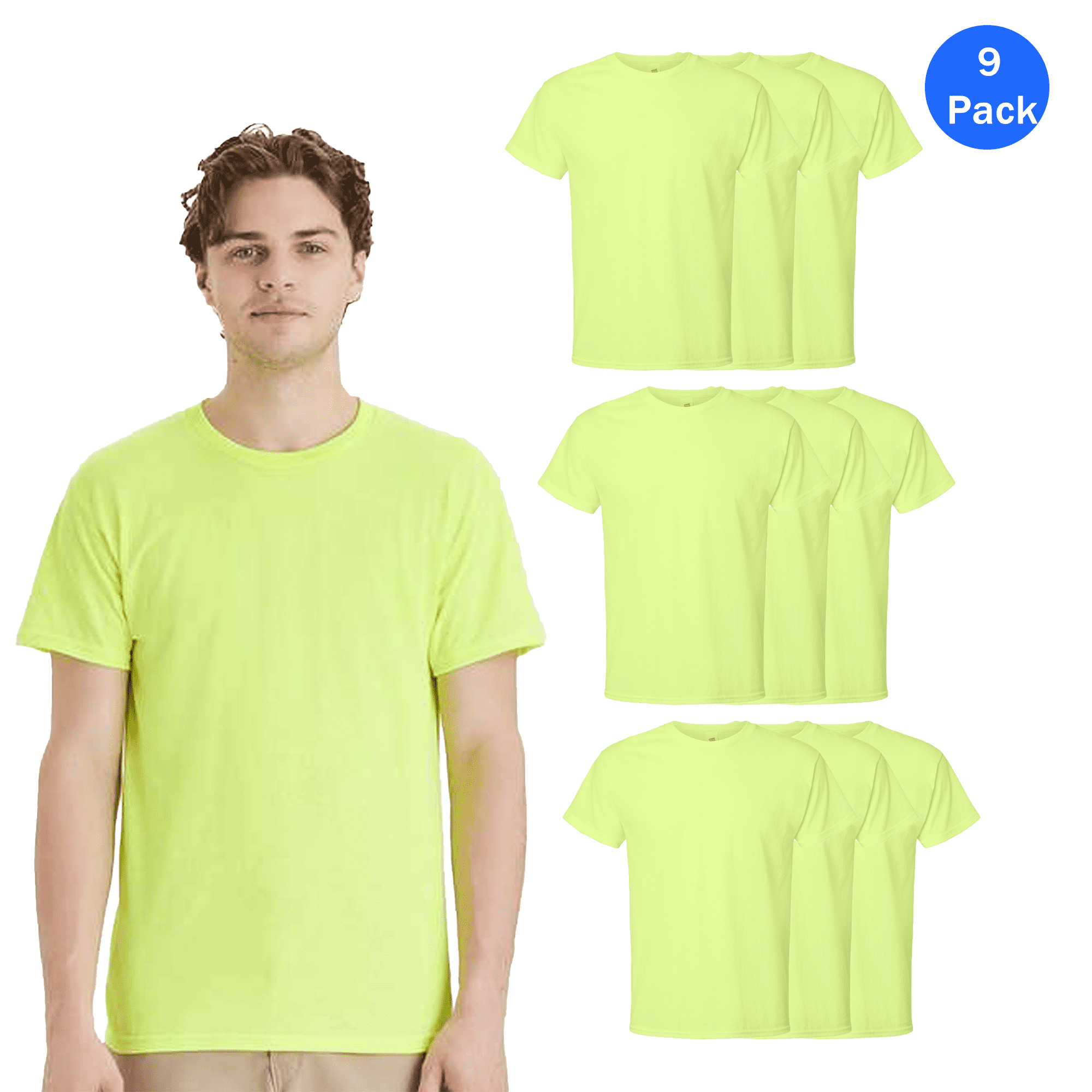 Hanes Men’s Short Sleeve T-Shirt, High Vis Durable Cotton/Poly, Bulk ...