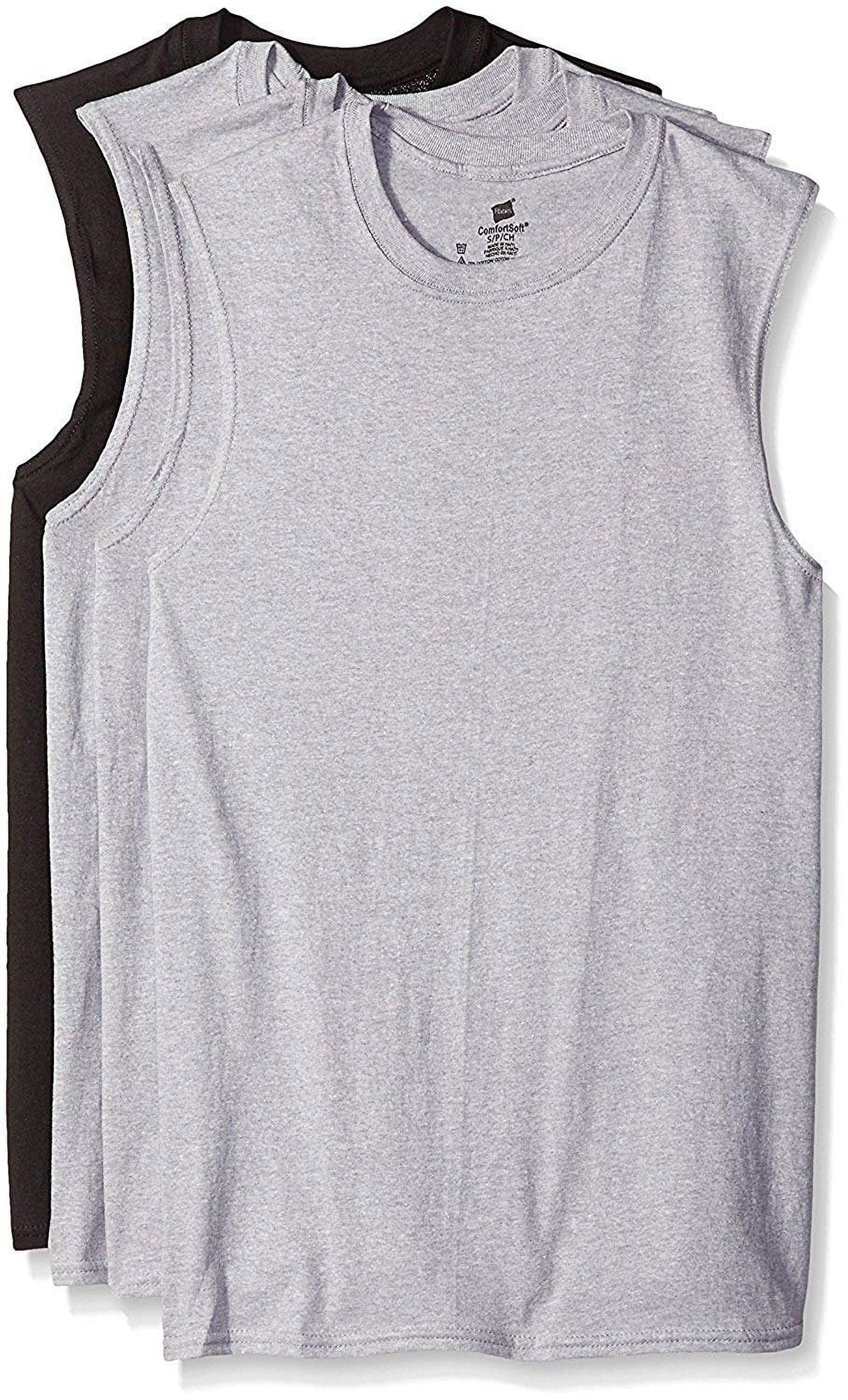 Hanes Men's Sport Cool Dri Sleeveless T-Shirt 4-Pack (Black & Grey ...