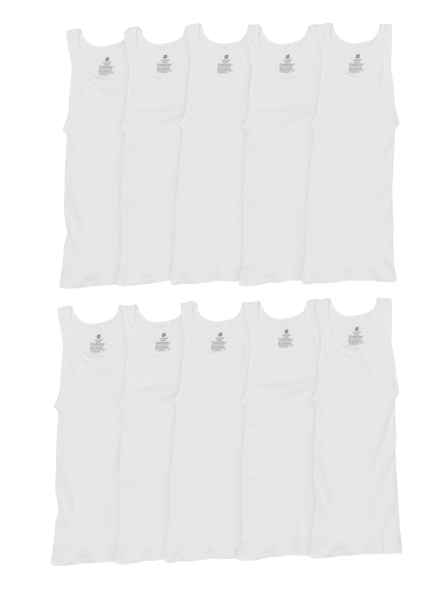 Hanes Mens Comfortsoft White Tank Undershirts Super Value 10 Pack