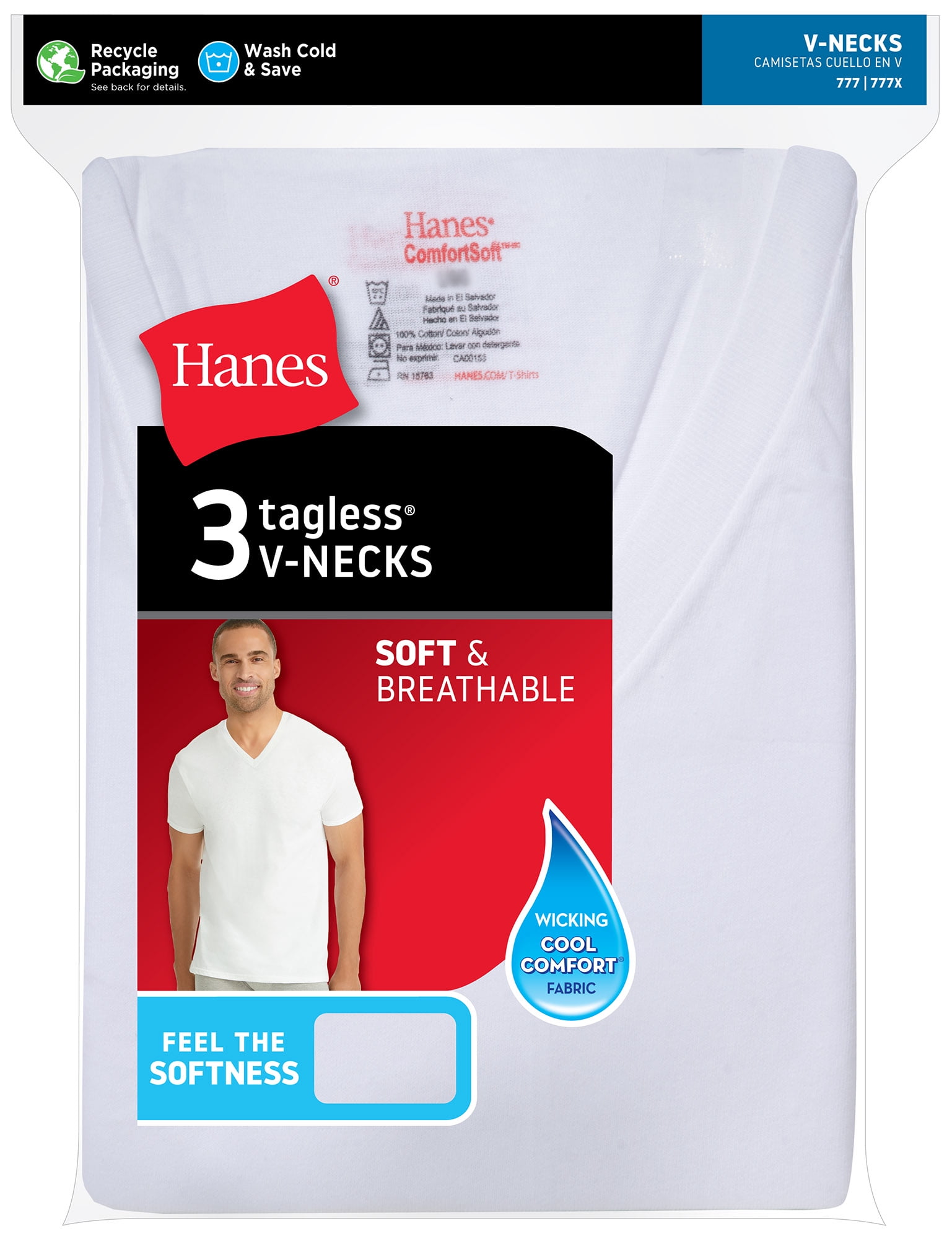 Hanes Men's TAGLESS All Day Flex ComfortSoft V-Neck Undershirt 3-Pack ...