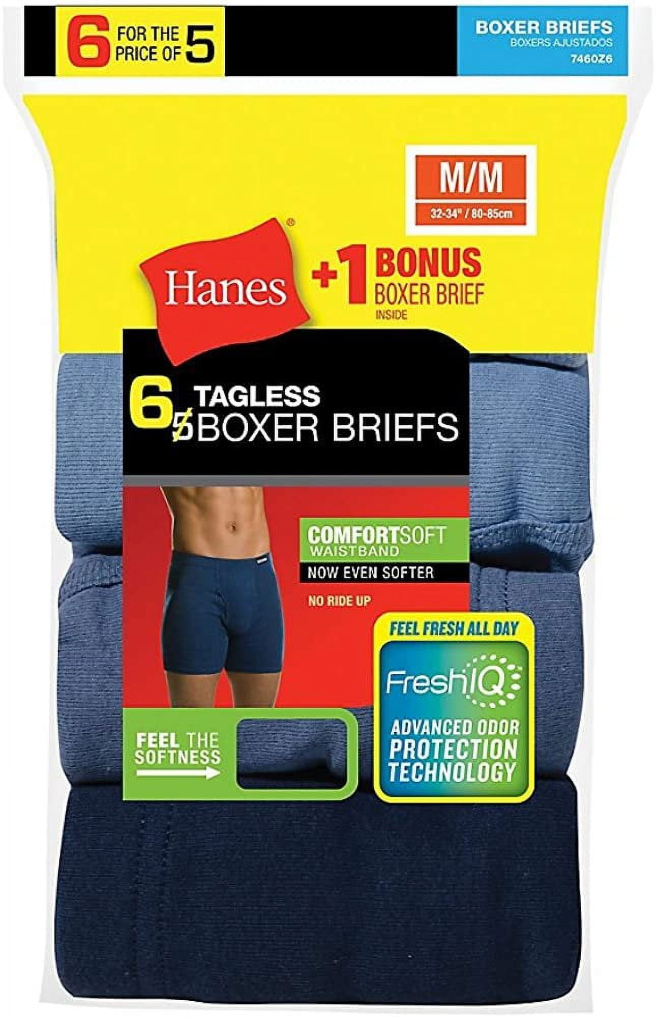 Hanes Men's ComfortSoft Waistband Tagless Boxer Briefs, 6-Pack, 100% Cotton, Style 7460Z6 ...