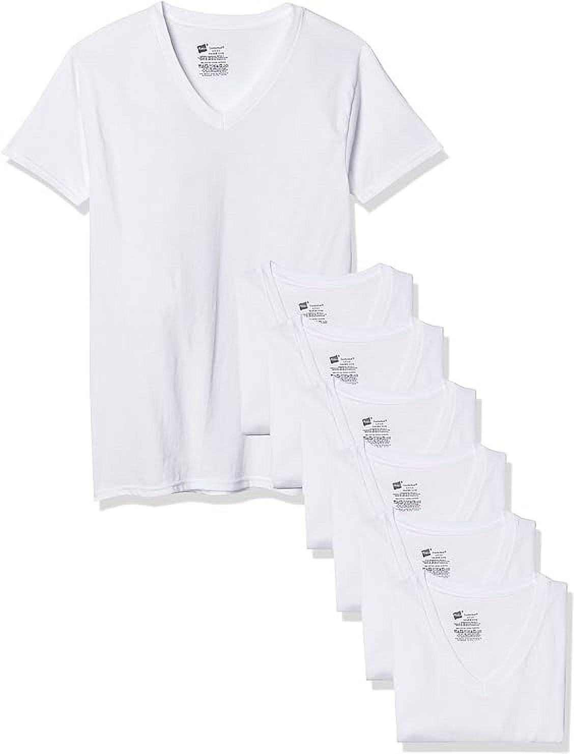 Hanes Men's ComfortSoft 100 % Cotton V-Neck Undershirt 7-Pack_White ...