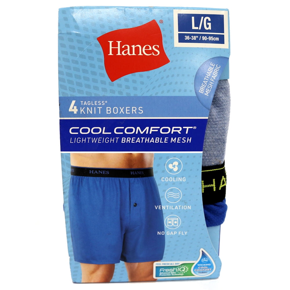 Hanes Men's Tagless Knit Boxers Cool Comfort 4-Pack - L - Walmart.com